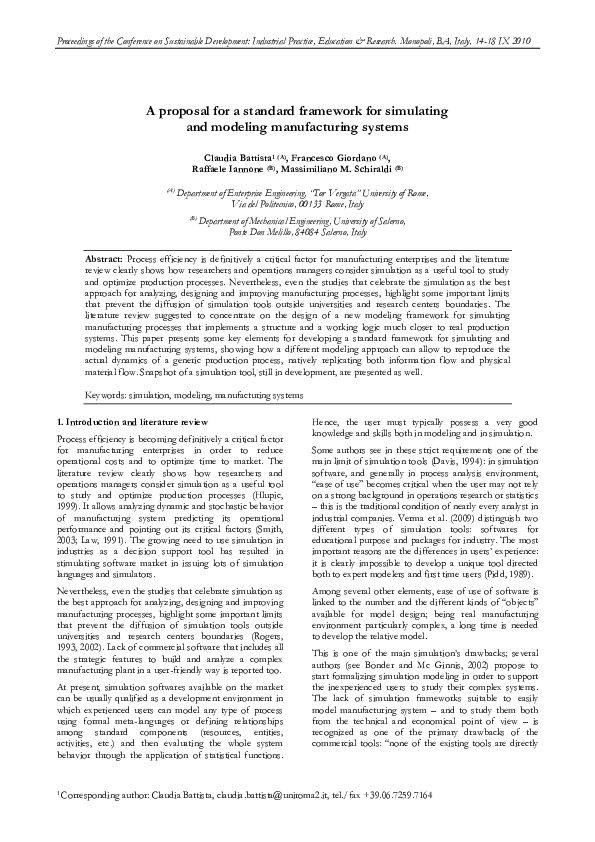 Pdf A Proposal For A Standard Framework For Simulating And Modeling