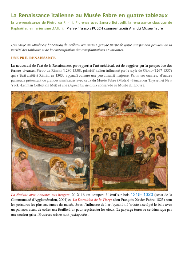 (PDF) La Renaissance italienne au Musée Fabre en quatre tableaux ...