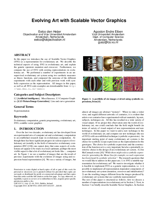 (PDF) Evolving art with scalable vector graphics