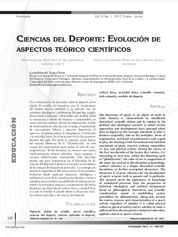 (PDF) Sports sciences: Evolution of the theoretical