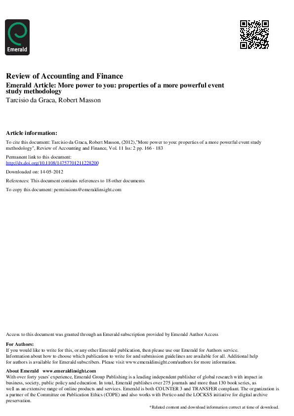 (PDF) More power to you: properties of a more powerful event study ...