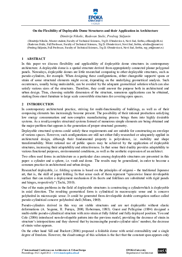 (PDF) On the Flexibility of Deployable Dome Structures and their Application in Architecture
