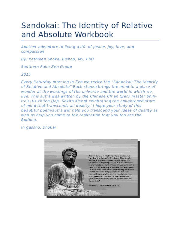 (DOC) Sandokai: The Identity of Relative and Absolute Workbook