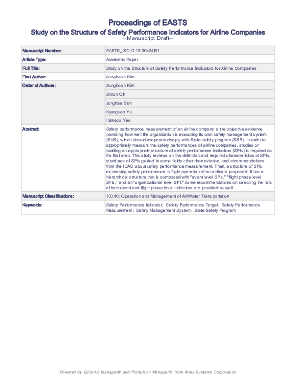 (PDF) Study on the Structure of Safety Performance Indicators for ...