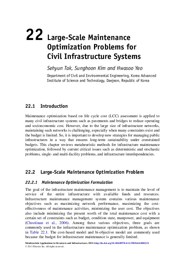 (PDF) Large-Scale Maintenance Optimization Problems for Civil ...