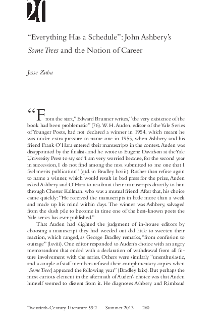(PDF) "Everything Has a Schedule": John Ashbery's Some Trees and the ...