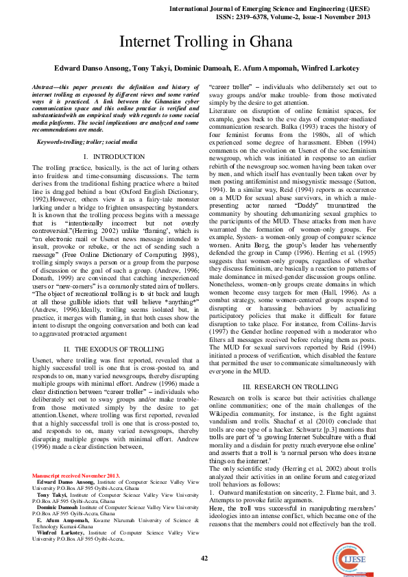 (PDF) Internet Trolling in Ghana | Dominic Damoah and Winfred O ...