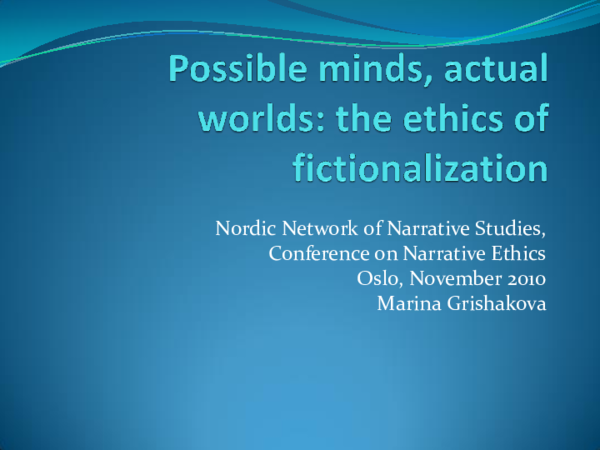 (PDF) Possible minds, actual worlds: The ethics of fictionalization ...