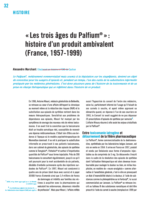 (PDF) Les trois âges du Palfium™ : histoire d’un produit ambivalent ...
