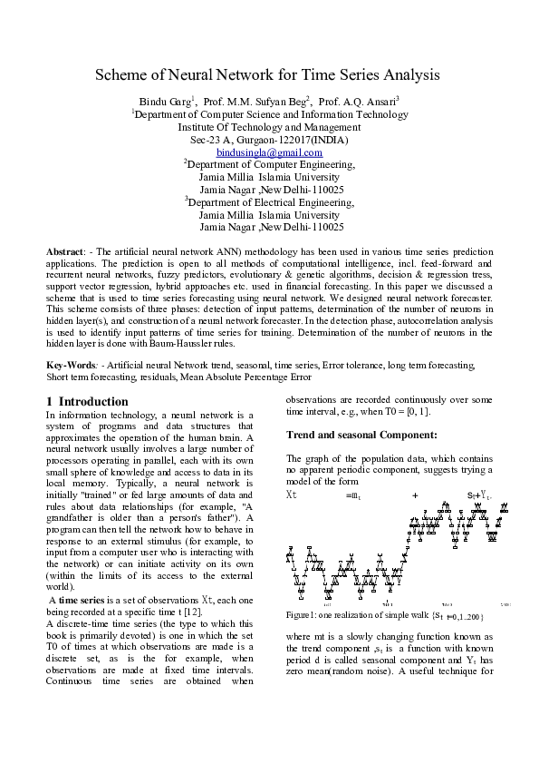 (PDF) Scheme of Neural Network for Time Series Analysis
