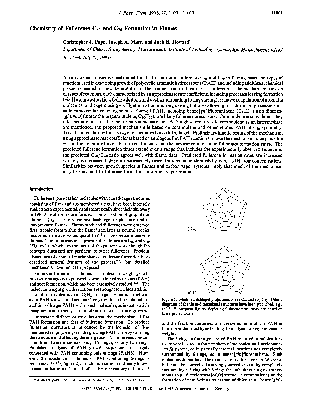 (PDF) Chemistry of Fullerenes C60 and C70 Formation in Flames