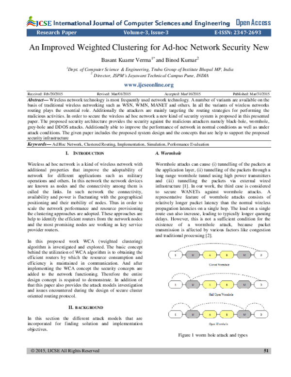 An Improved Weighted Clustering For Ad Hoc Network Security New
