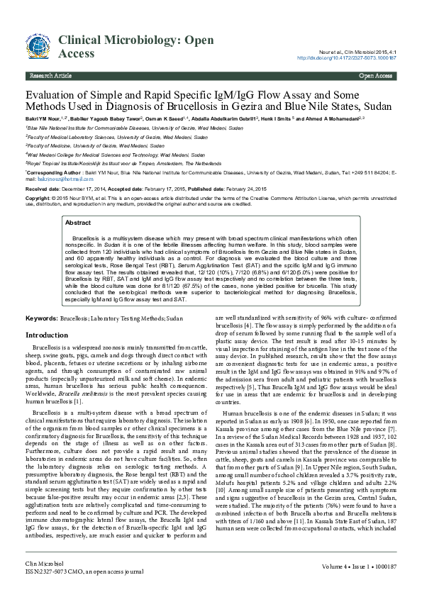 (PDF) Evaluation of Simple and Rapid Specific IgM/IgG Flow Assay and ...