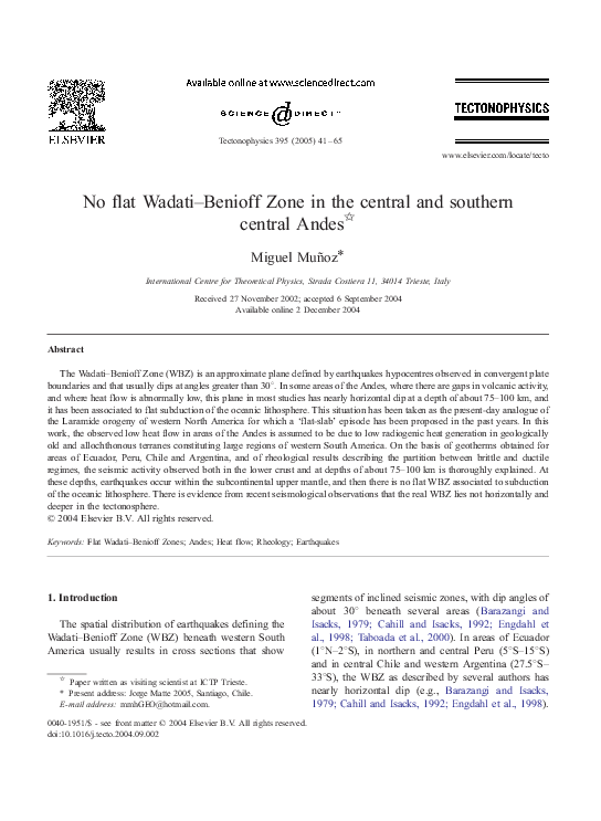 (PDF) No flat Wadati–Benioff Zone in the central and southern central ...