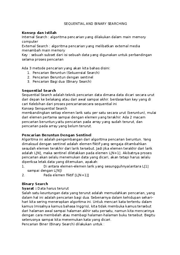 (DOC) SEQUENTIAL AND BINARY SEARCHING (DOC) SEQUENTIAL AND BINARY SEARCHING