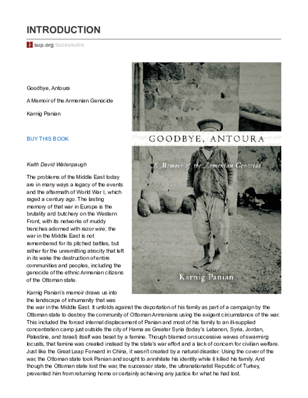 (PDF) Introduction: Goodbye, Antoura: A Memoir of the Armenian Genocide