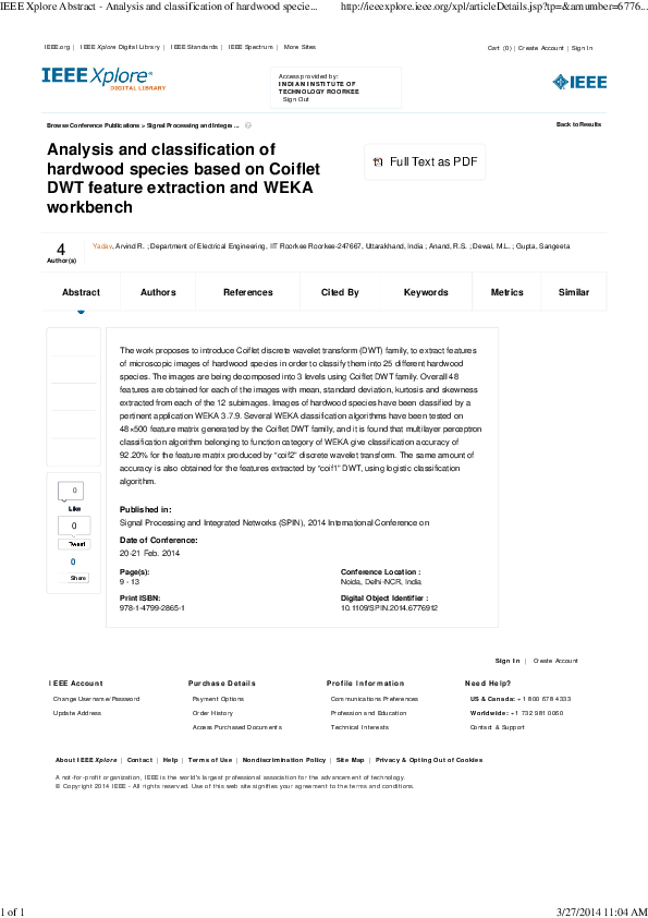 (PDF) Analysis and classification of hardwood species based on Coiflet DWT feature extraction ...