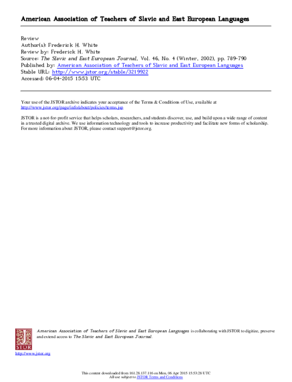 (PDF) Thomas Gaiton Marullo, ed. Ivan Bunin: The Twilight of Émigré ...