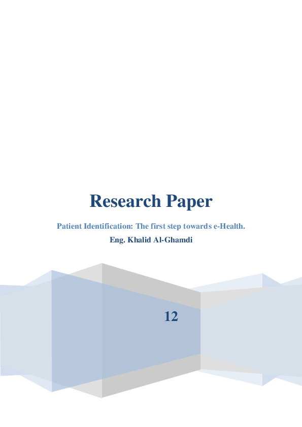 (PDF) Patient Identification: The first step towards eHealth