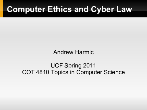(PDF) Computer Ethics and Cyber Law