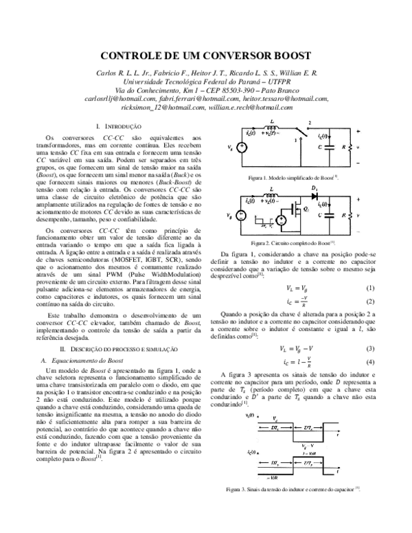 (PDF) CONTROLE DE UM CONVERSOR BOOST