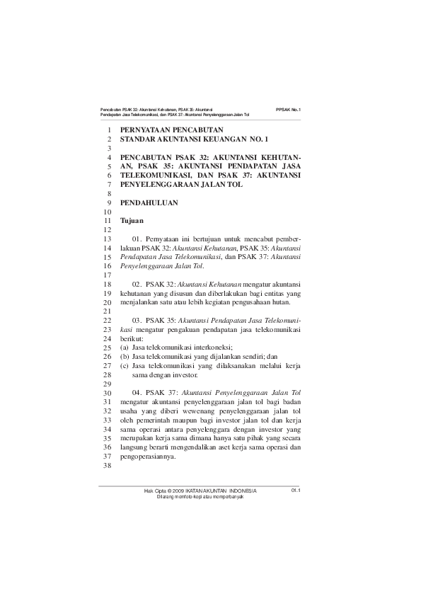 (PDF) Pencabutan PSAK 32 PSAK 35 PSAK 37