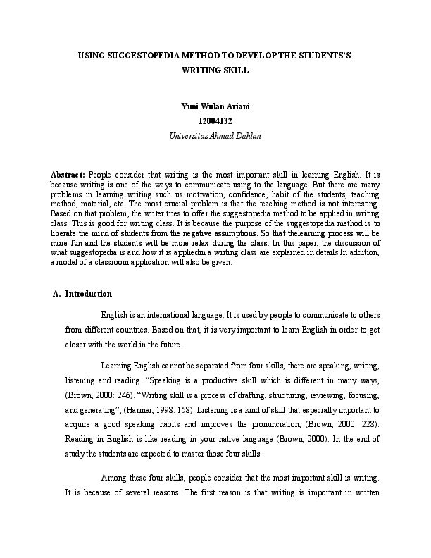 (DOC) USING SUGGESTOPEDIA METHOD TO DEVELOP THE STUDENTS’ WRITING SKILL
