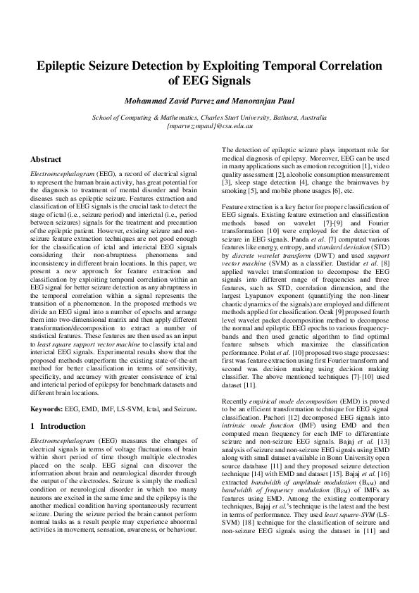 (PDF) Epileptic Seizure Detection by Exploiting Temporal Correlation of EEG Signals