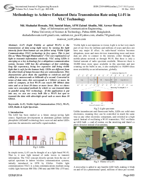 (PDF) Methodology to Achieve Enhanced Data Transmission Rate using Li ...