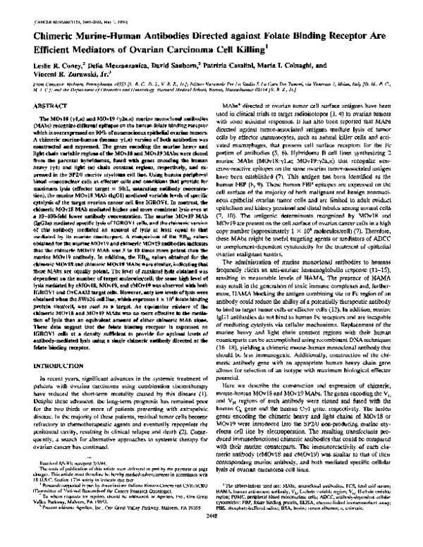 (PDF) Chimeric murine-human antibodies directed against folate binding ...