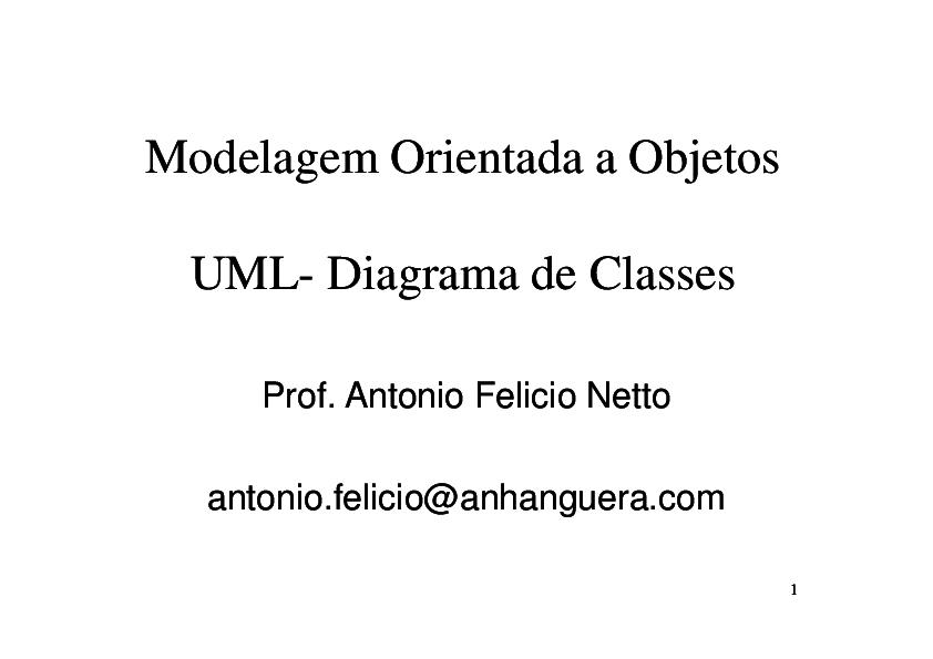 Pdf Modelagem Orientada A Objetos Uml Diagrama De Classes