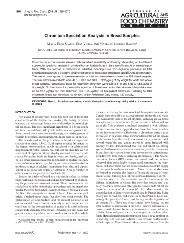 (PDF) Chromium Speciation Analysis in Bread Samples