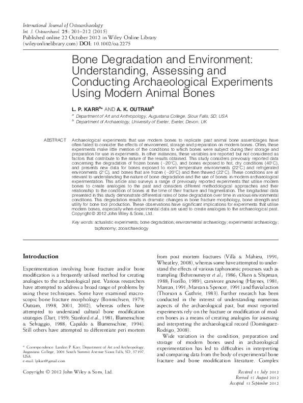(PDF) Bone Degradation and Environment: Understanding, Assessing and ...