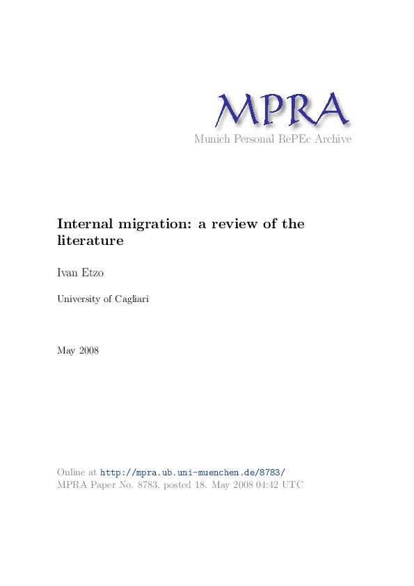 (PDF) Internal migration: a review of the literature