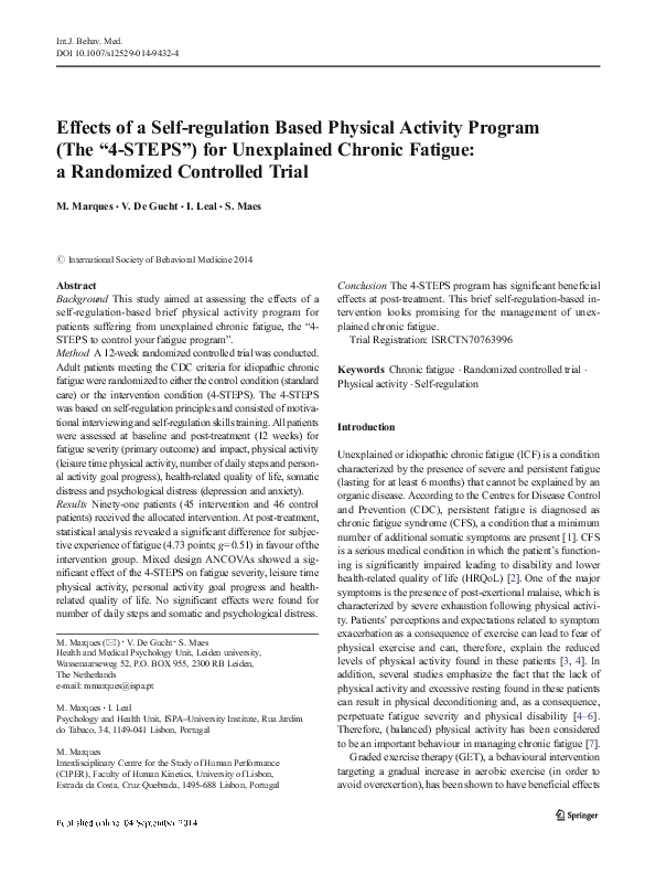 (PDF) Effects of a self-regulation based physical activity program (the ...