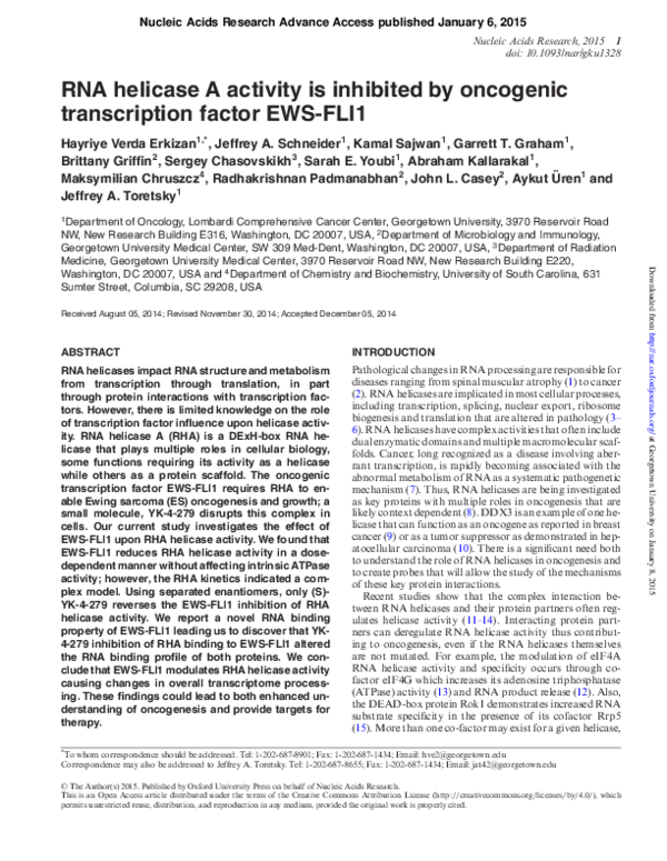 (PDF) RNA helicase A activity is inhibited by oncogenic transcription ...