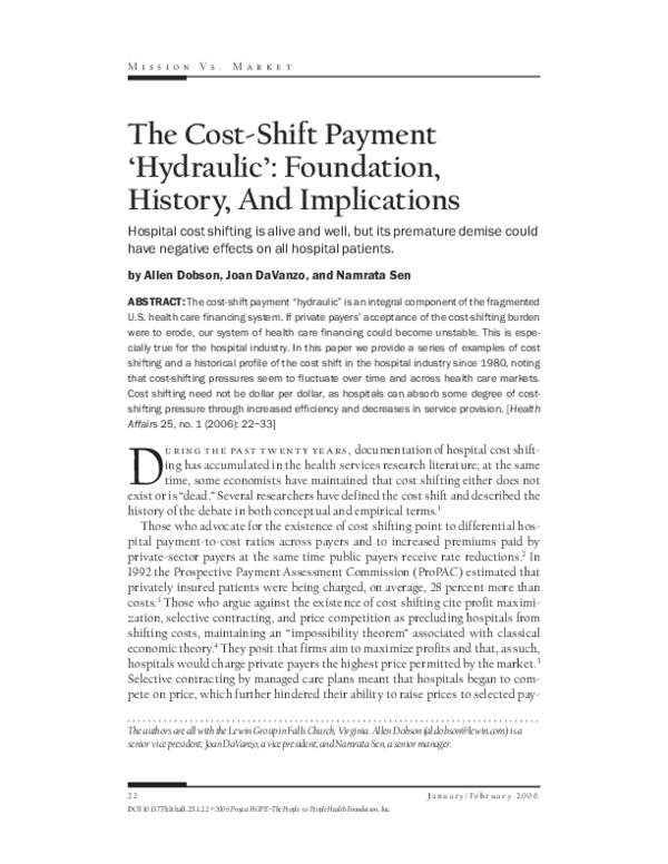 (PDF) The Cost-Shift Payment 'Hydraulic': Foundation, History, And ...