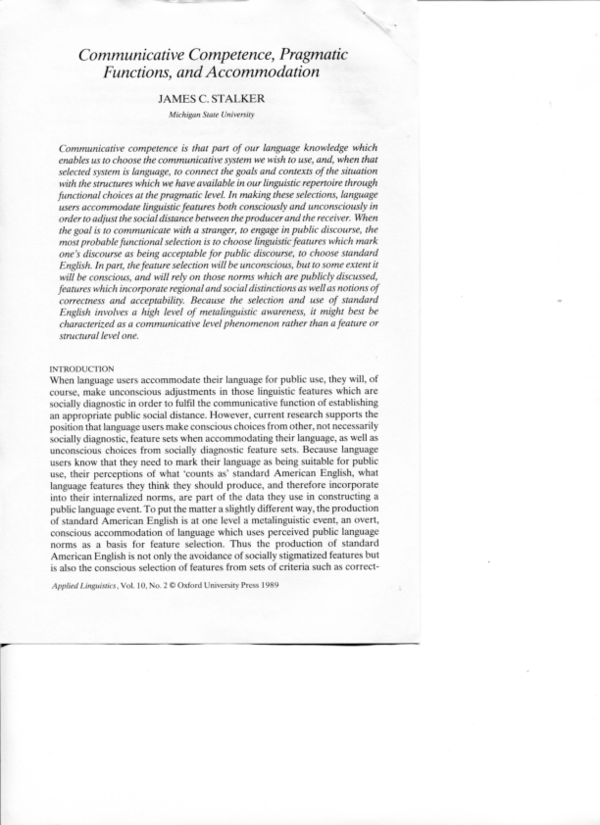 (PDF) Communicative Competence, Pragmatic Functions, and Accommodation