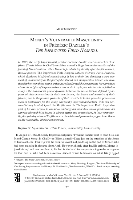 (PDF) Monet's Vulnerable Masculinity in Frédéric Bazille's The ...