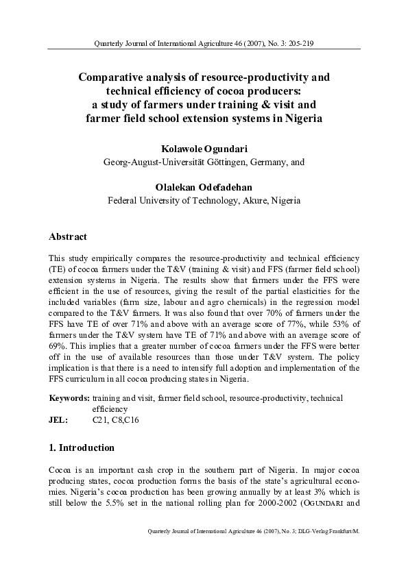 (PDF) Comparative analysis of resource-productivity and technical ...
