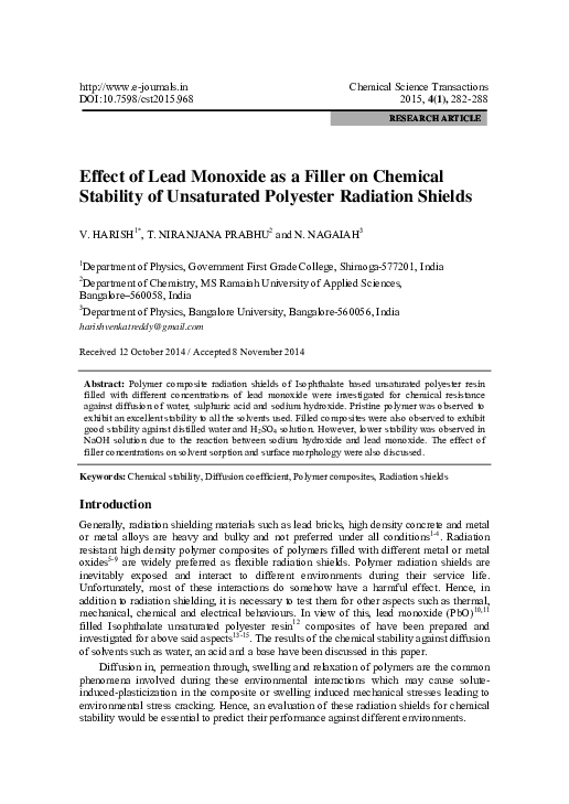 (PDF) Effect of Lead Monoxide as a Filler on Chemical stability UP ...
