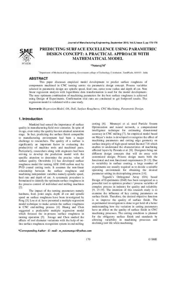 Pdf Predicting Surface Excellence Using Parametric Design Concept A