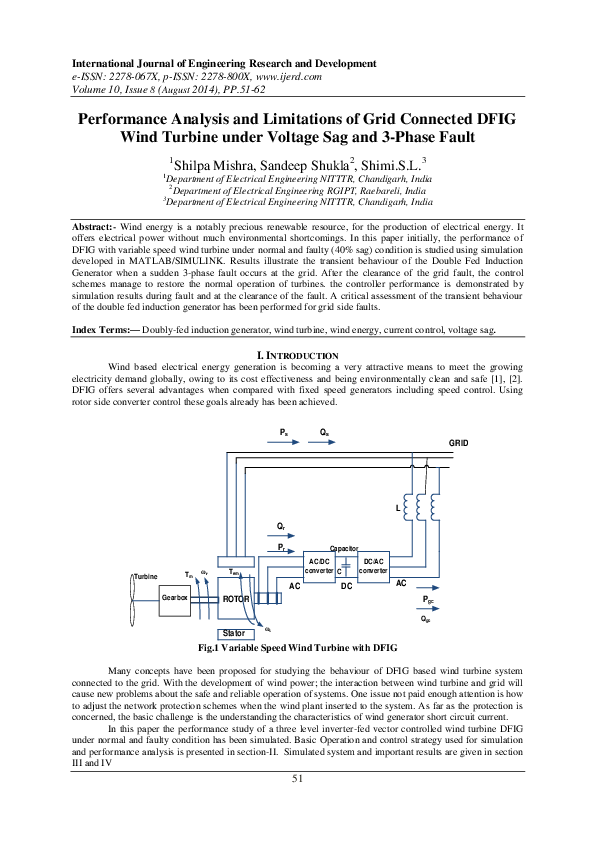 Pdf Performance Analysis And Limitations Of Grid Connected Dfig Wind