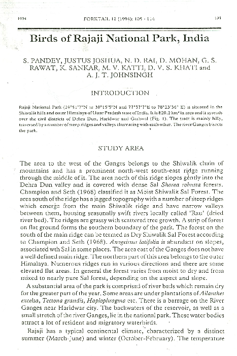 (PDF) Birds of Rajaji National Park India