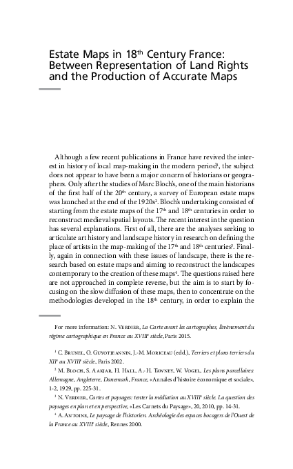 Estate Maps in 18th Century France: Between Representation of Land ...