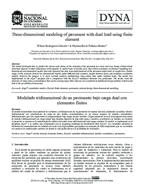 (PDF) Three-dimensional modeling of pavement with dual load using finite element