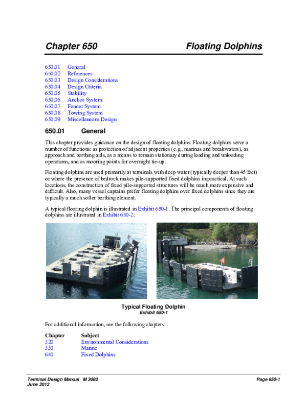 (PDF) Terminal Design Manual M 3082 Chapter 650 Floating Dolphins