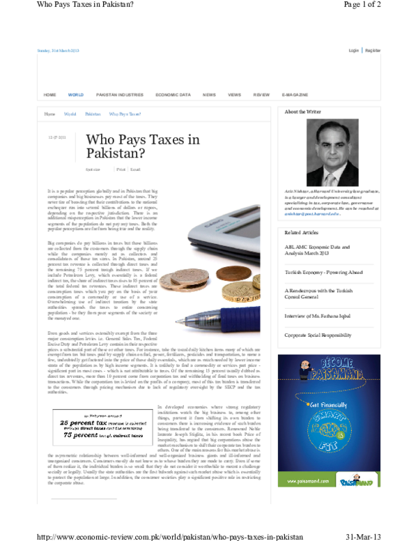 (PDF) Who Pays Taxes in Pakistan?