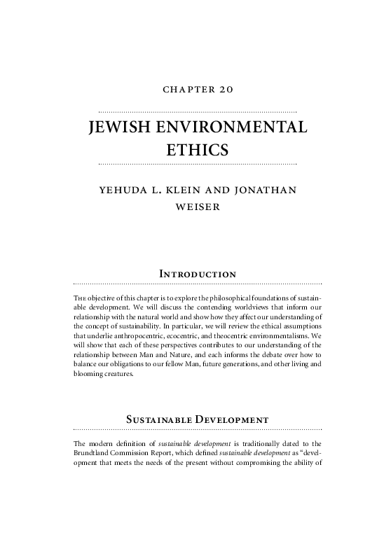 (PDF) Jewish Environmental Ethics