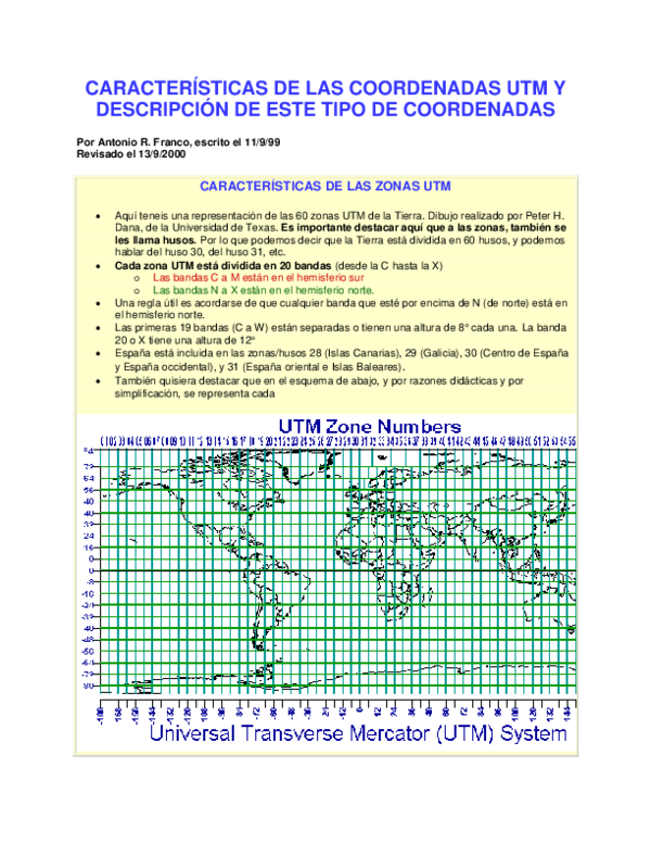 (PDF) CARACTERÍSTICAS DE LAS COORDENADAS UTM Y DESCRIPCIÓN DE ESTE TIPO DE COORDENADAS ...